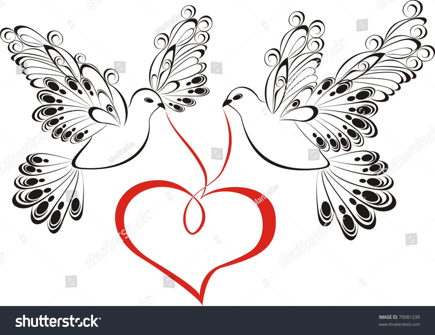 Vector Dove Heart Shaped Stock Vector (Royalty Free) 79081339