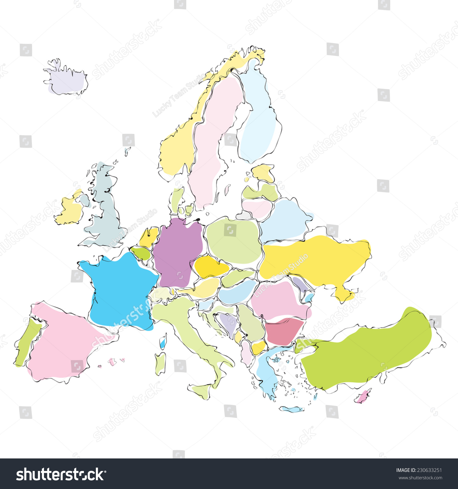 Vector Drawing Abstract Europe Map: เวกเตอร์สต็อก (ปลอดค่าลิขสิทธิ์ ...