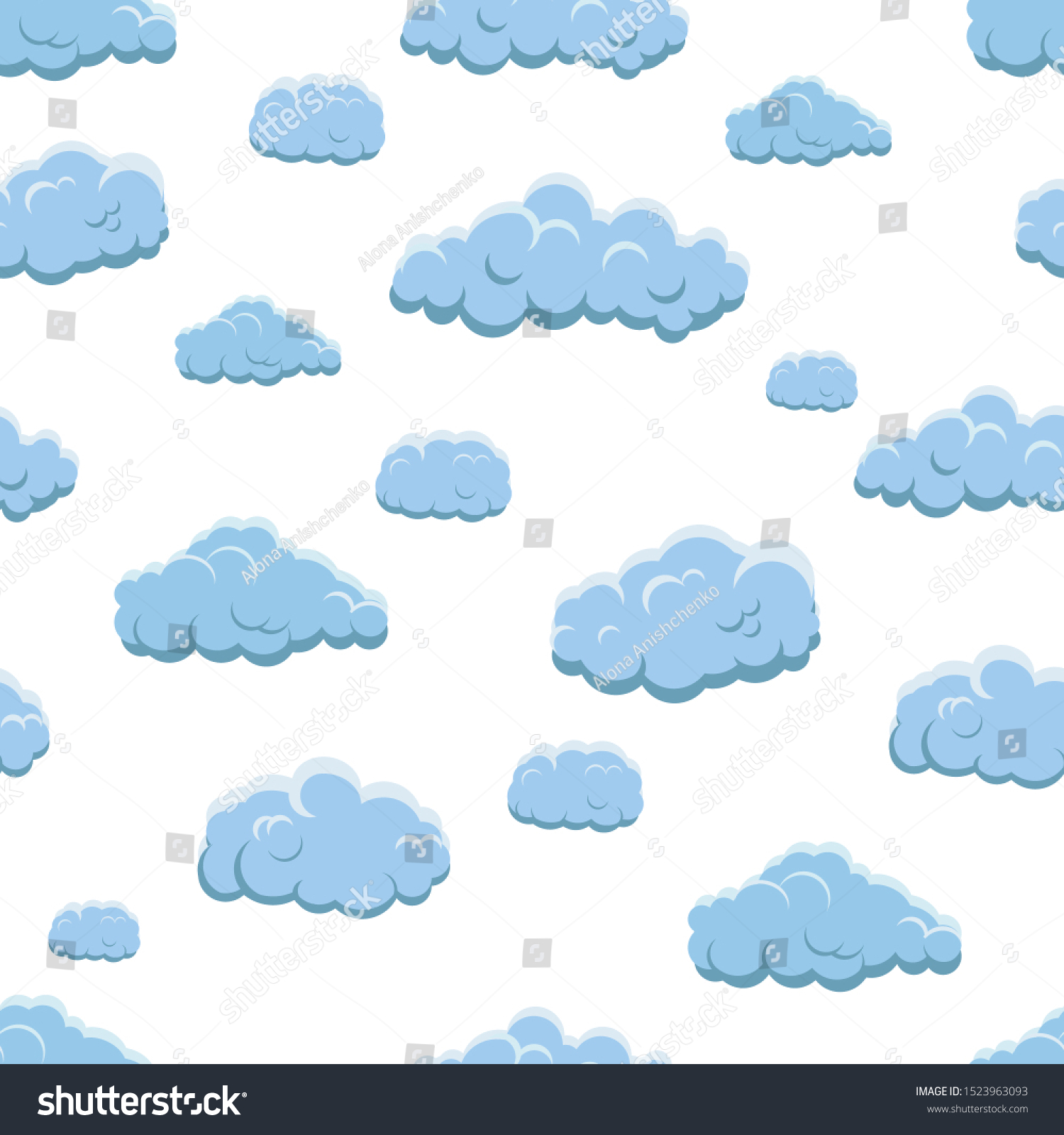 Vector Drawing Blue Clouds On White Stock Vector (Royalty Free ...