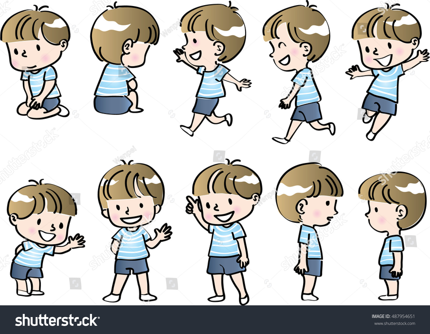 Vector Drawing Boy Action Set 스톡 벡터(로열티 프리) 487954651 | Shutterstock