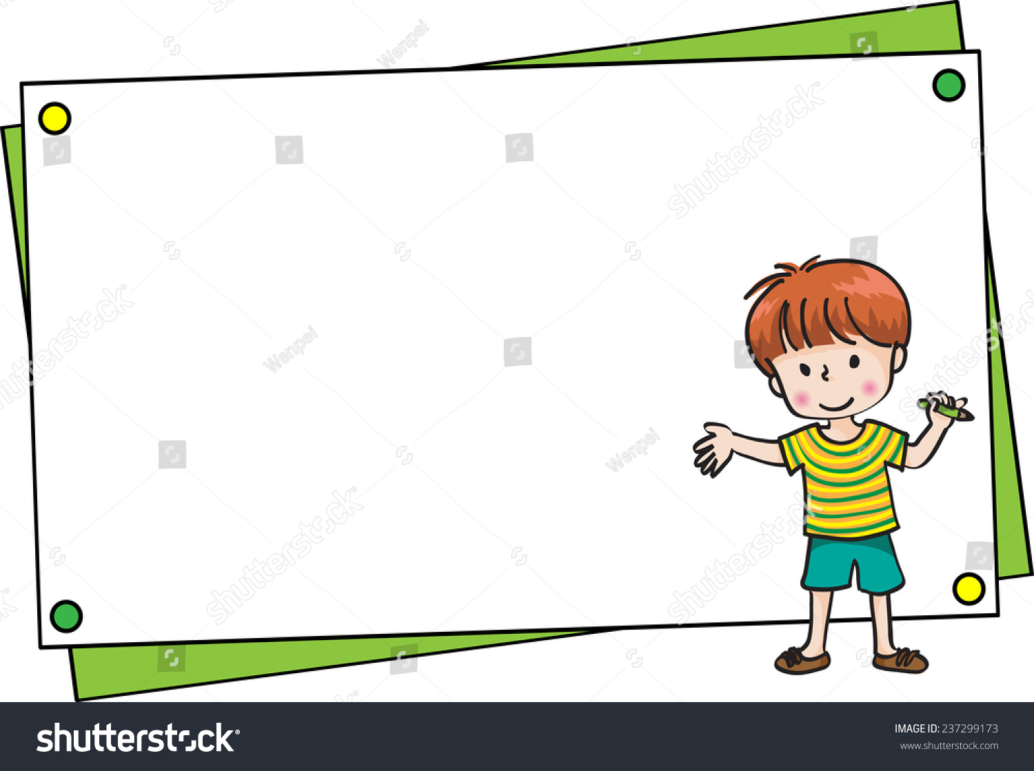 Vector Drawing Boy Blank Sign Board: vector de stock (libre de regalías ...