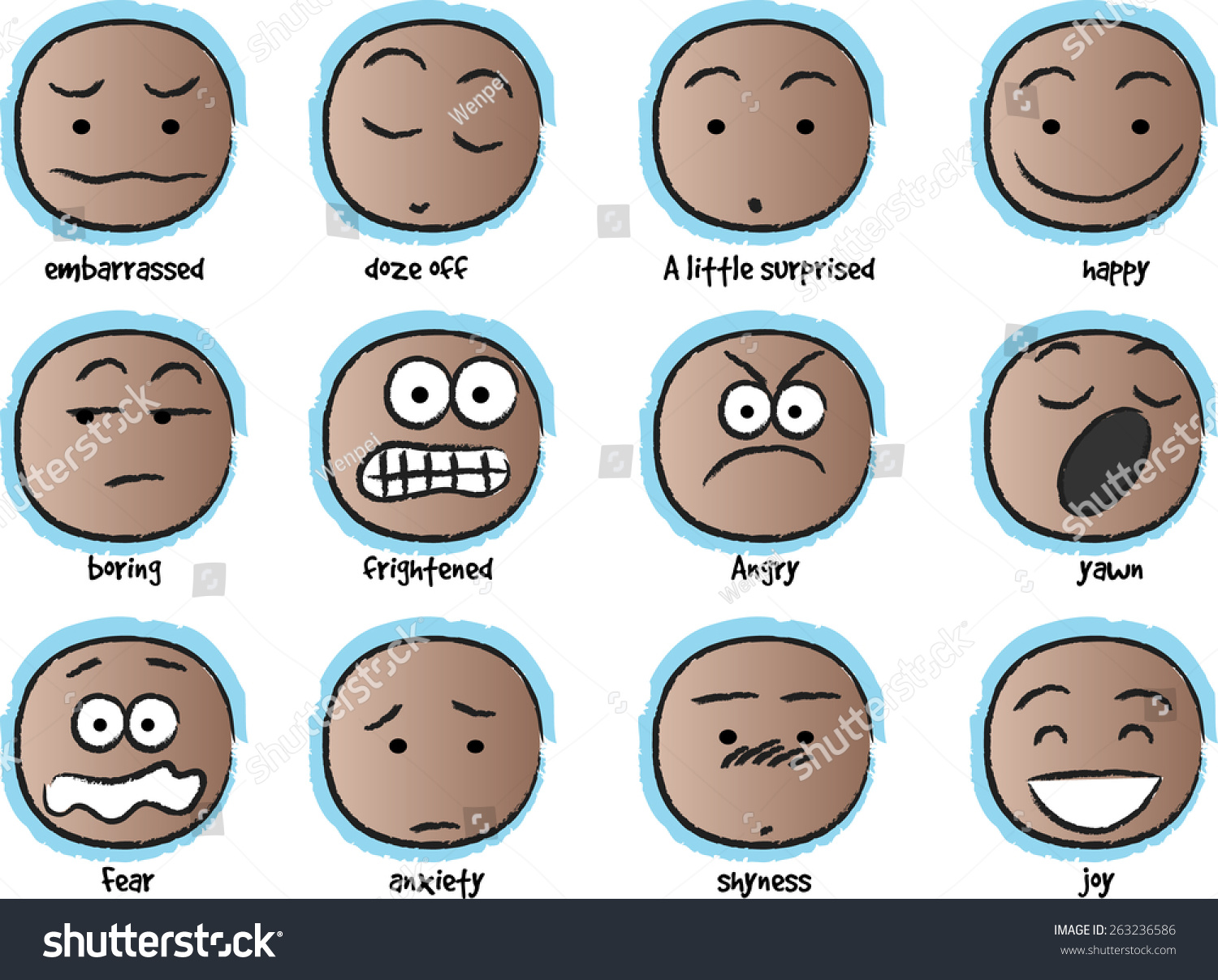 Vector Drawing Cartoon Different Expressions Stock Vector (Royalty Free ...