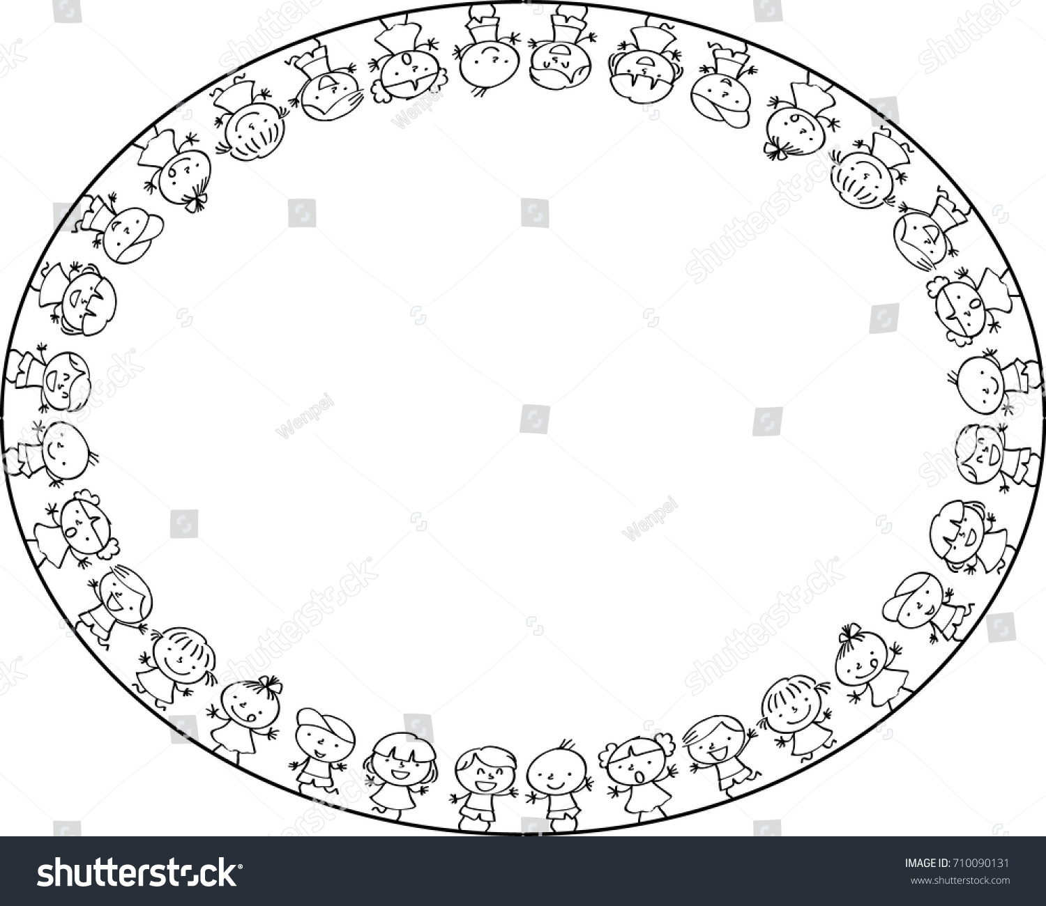 Vector Drawing Cartoon Kids Border Stock Vector (Royalty Free) 710090131
