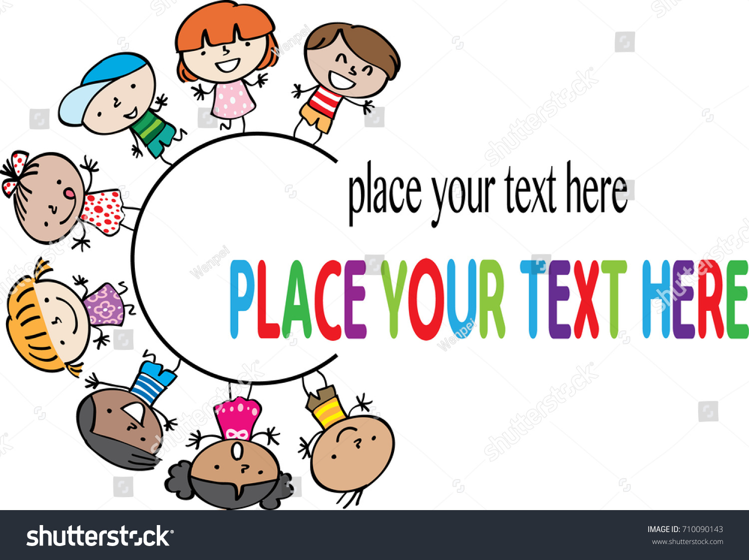 Vector Drawing Cartoon Kids Border Stock Vector (Royalty Free) 710090143