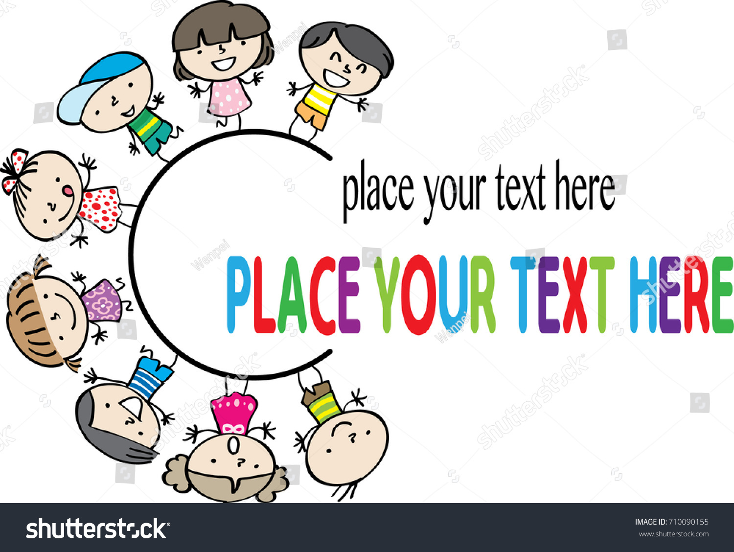 Vector Drawing Cartoon Kids Border: เวกเตอร์สต็อก (ปลอดค่าลิขสิทธิ์ ...