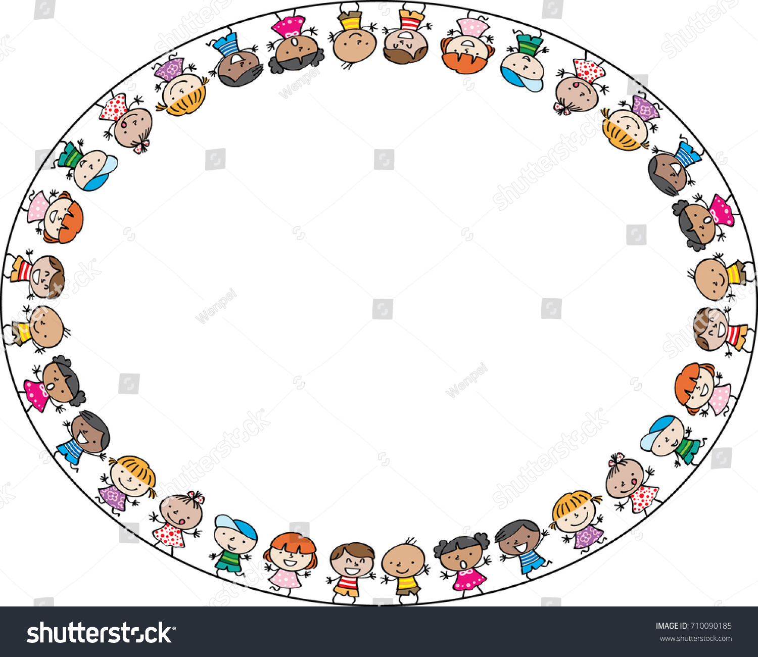 Vector Drawing Cartoon Kids Border: vector de stock (libre de regalías ...