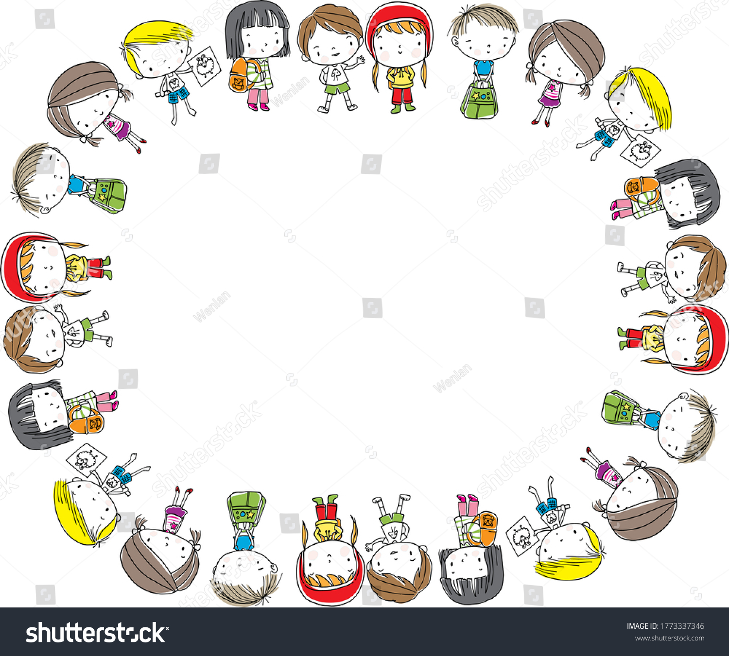 Vector Drawing Cartoon Kids Set Stock Vector (Royalty Free) 1773337346