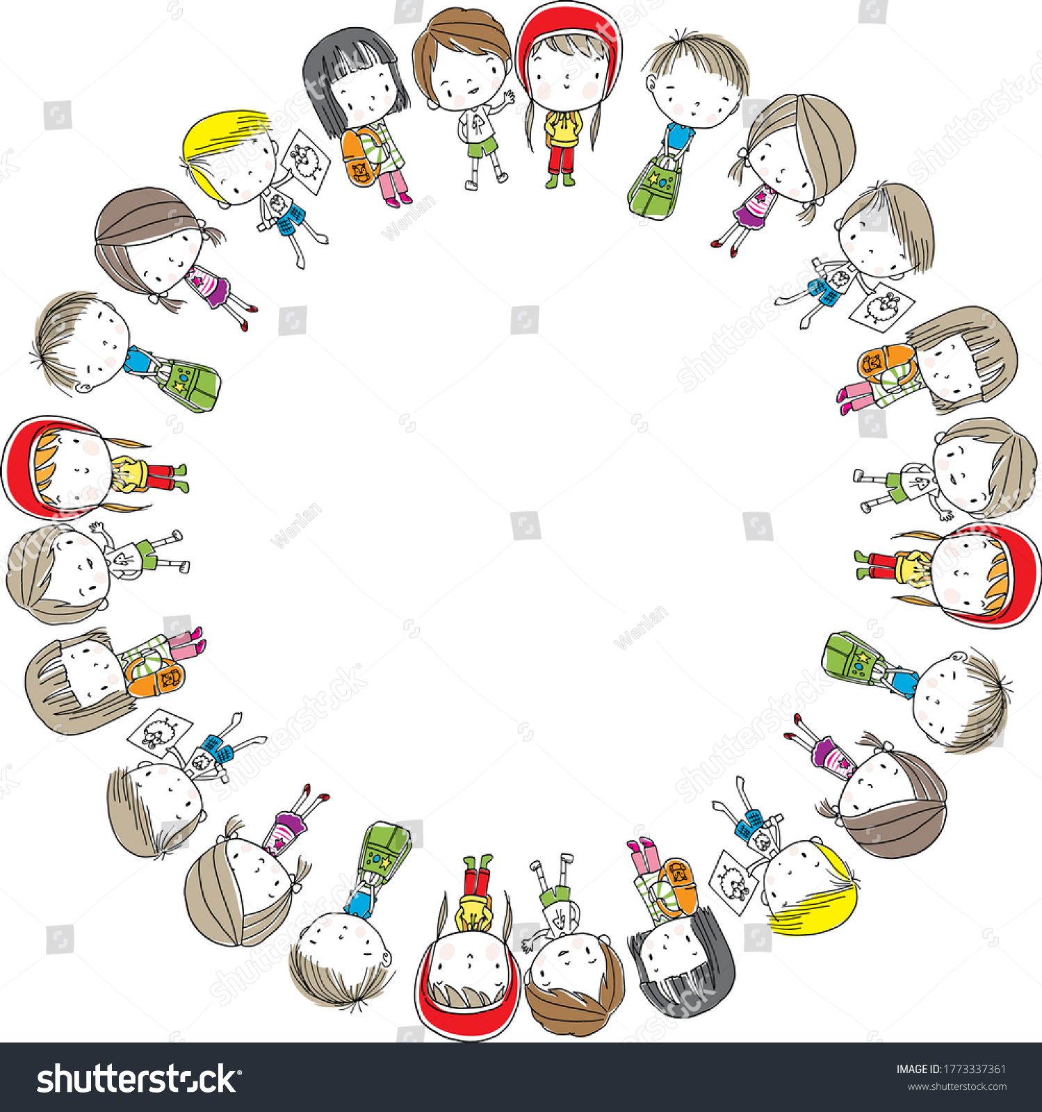 Vector Drawing Cartoon Kids Set Stock Vector (Royalty Free) 1773337361