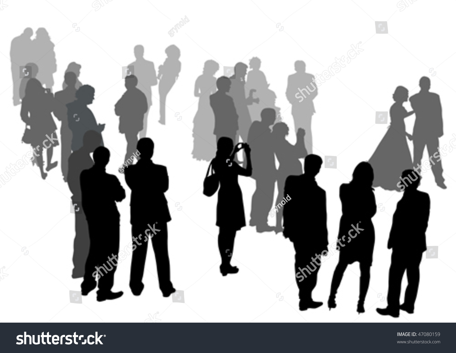 Vector Drawing Crowds On Street: เวกเตอร์สต็อก (ปลอดค่าลิขสิทธิ์ ...