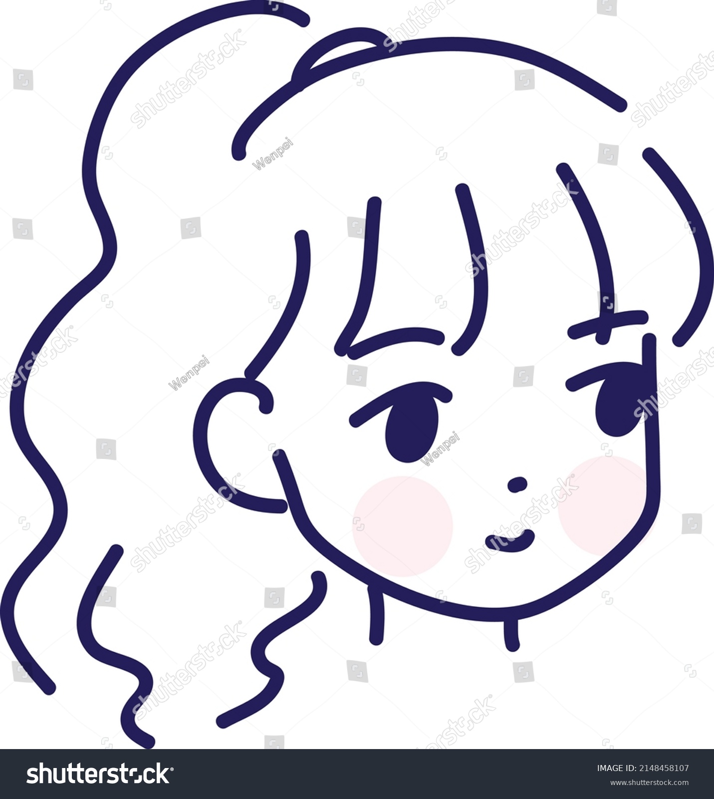 Vector Drawing Cute Cartoon Face Stock Vector (Royalty Free) 2148458107 ...
