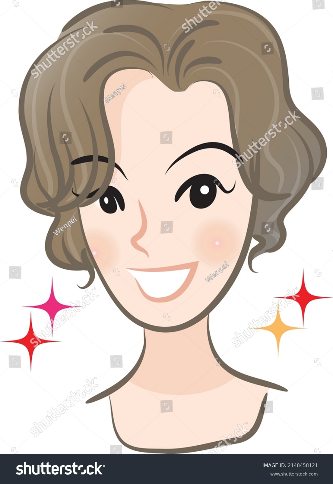 Vector Drawing Cute Cartoon Face Stock Vector (Royalty Free) 2148458121 ...