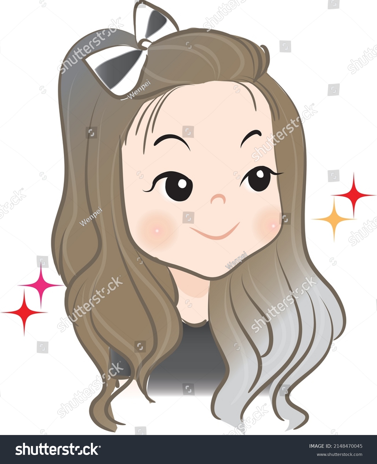 Vector Drawing Cute Cartoon Face Stock Vector (Royalty Free) 2148470045 ...