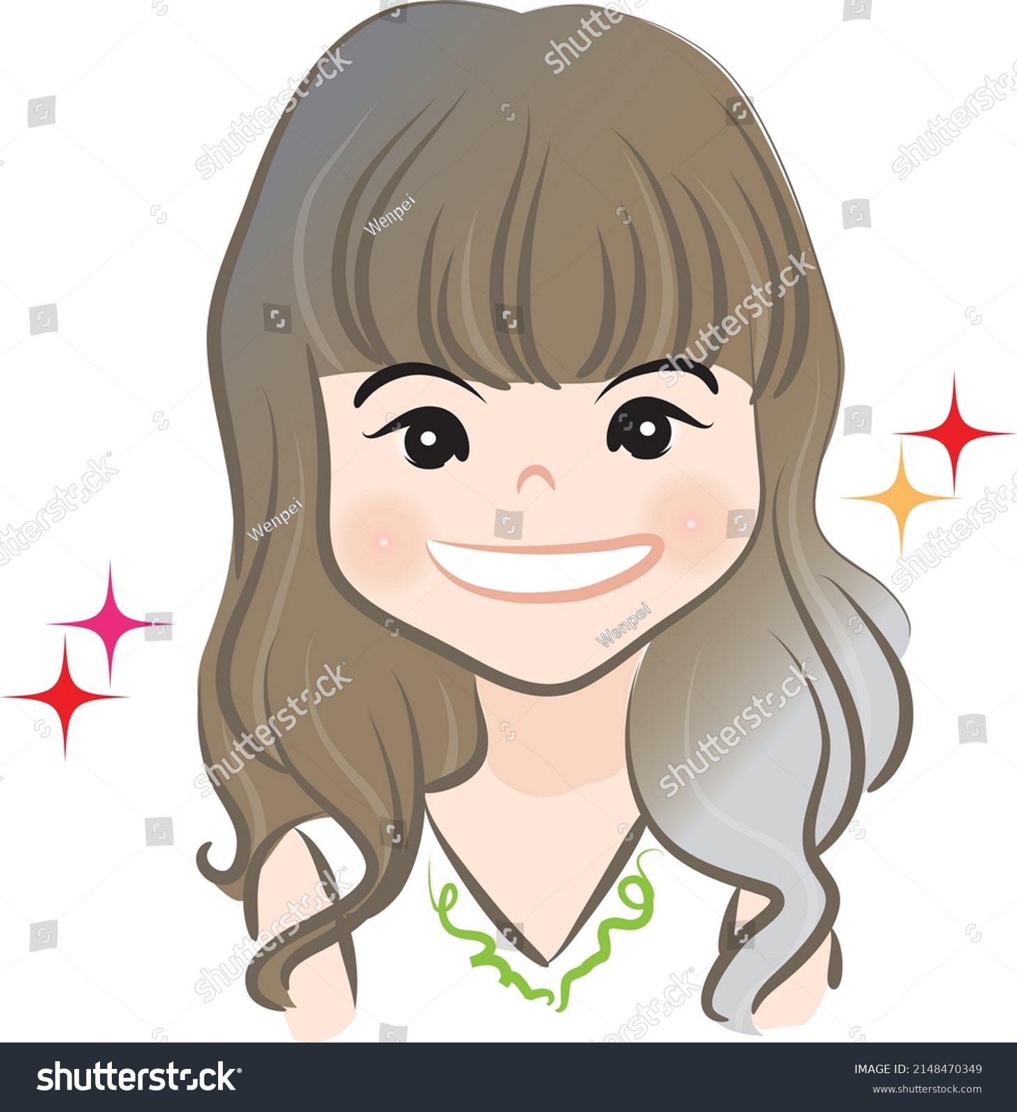 Vector Drawing Cute Cartoon Face Stock Vector (Royalty Free) 2148470349 ...