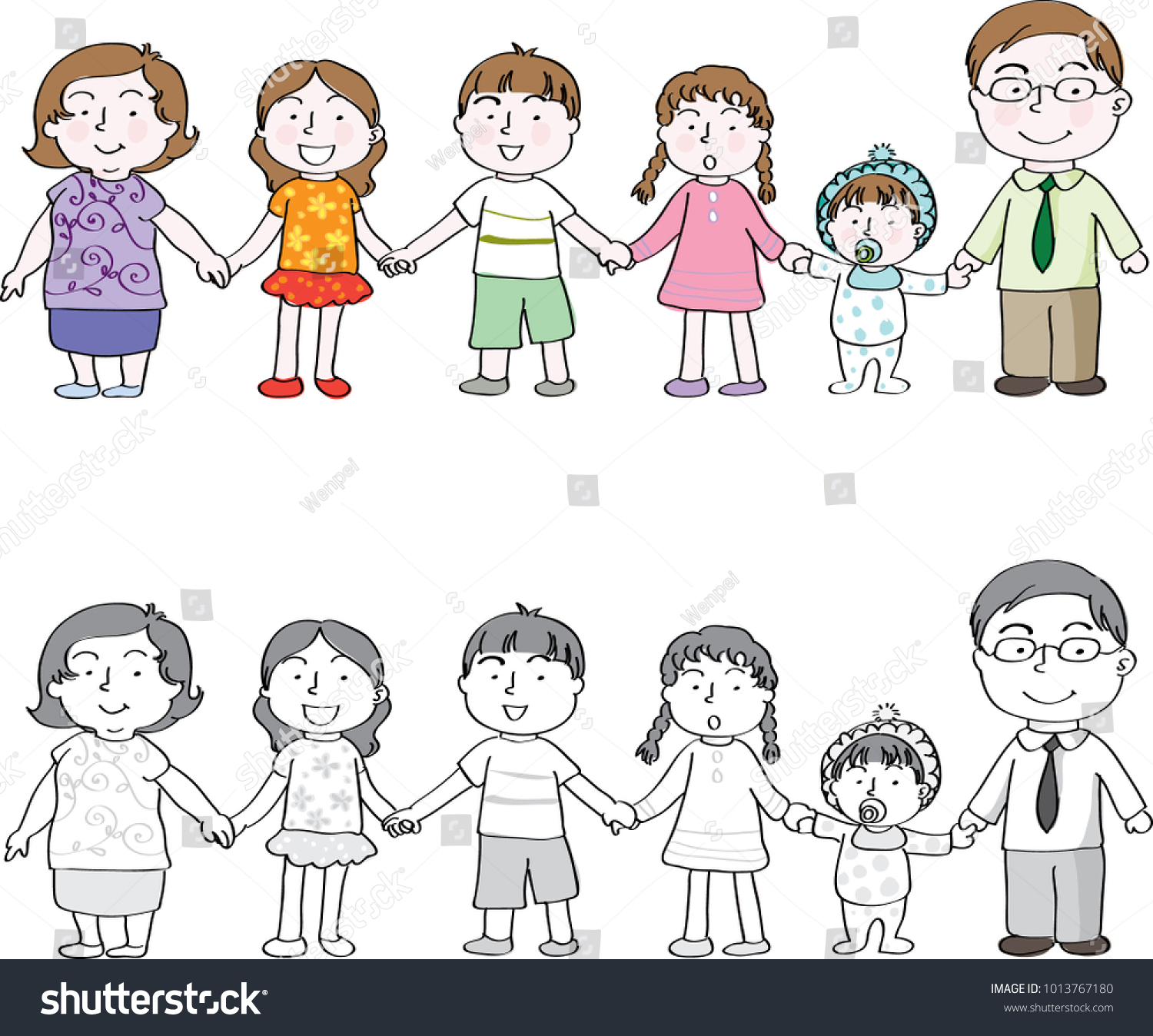 Vector Drawing Family Background Stock Vector (Royalty Free) 1013767180