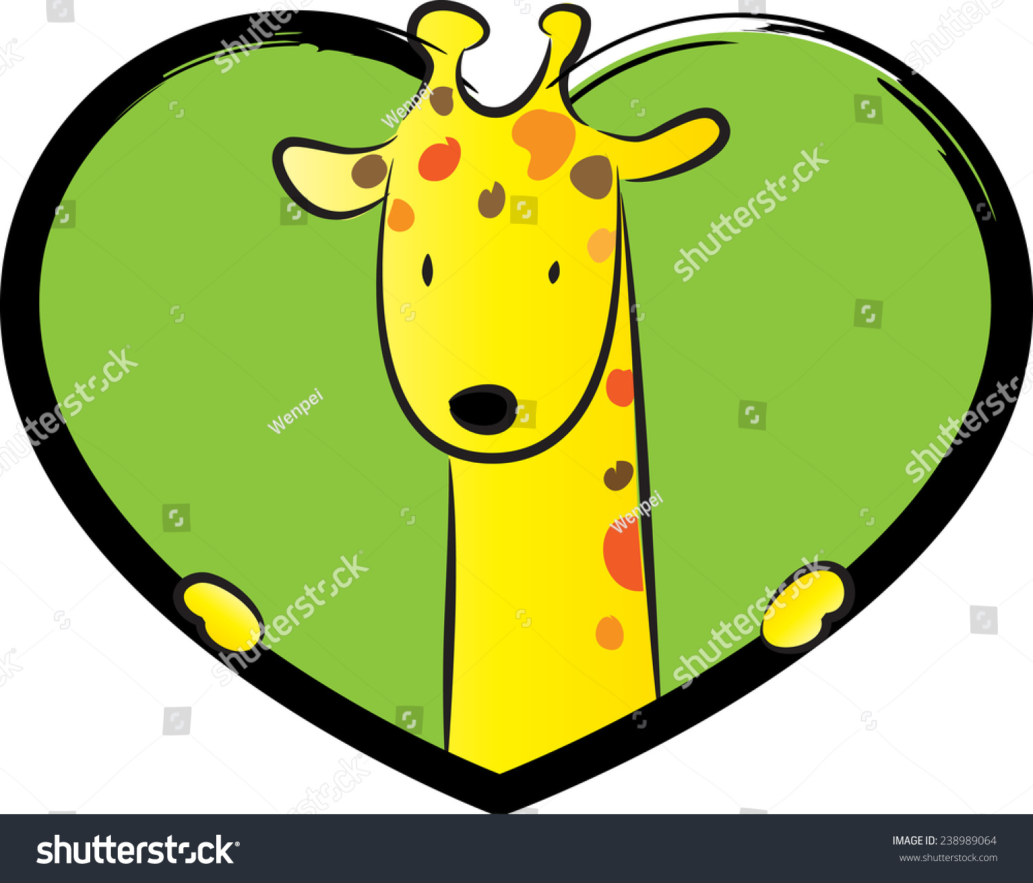 Vector Drawing Giraffe Heart Shape Icon Stock Vector (Royalty Free ...
