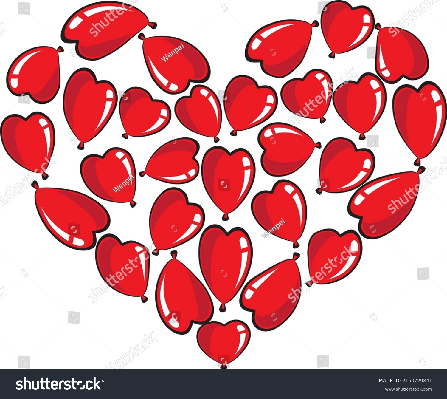 Vector Drawing Heart Shape Balloons Design Stock Vector (Royalty Free ...