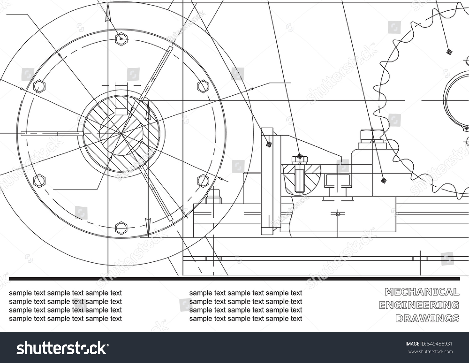 Vector Drawing Mechanical Drawings On White: เวกเตอร์สต็อก (ปลอดค่า ...
