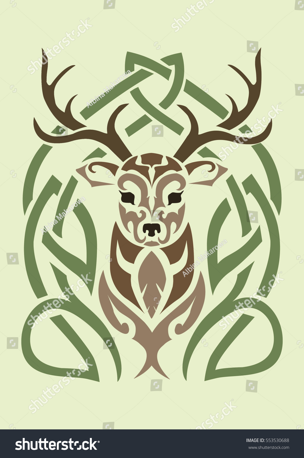 Vector Drawing Deer Celtic Pattern Stock Vector (Royalty Free ...