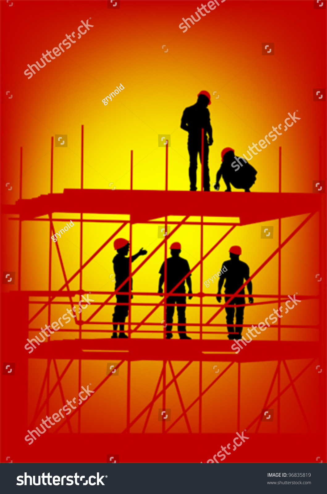Vector Drawing Building Structures Worker On Stock Vector (Royalty Free ...
