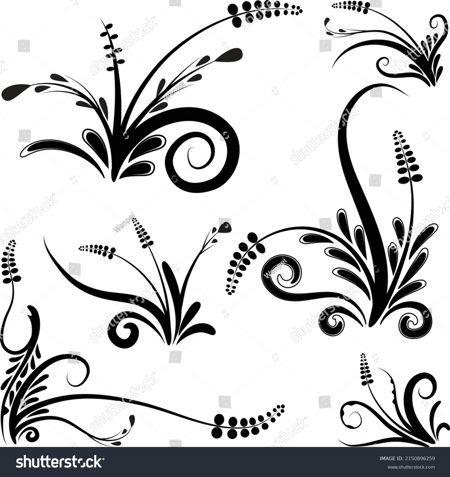 Vector Drawing Plant Design Set Stock Vector (Royalty Free) 2150896259 ...