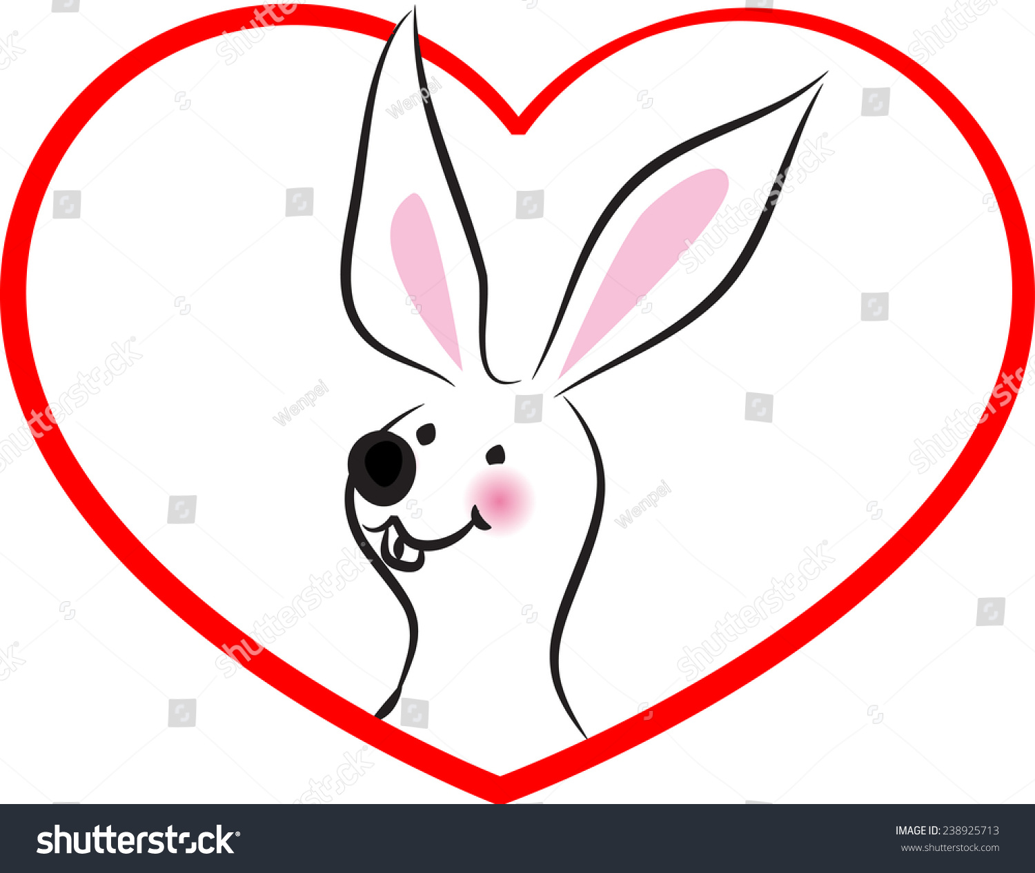 Vector Drawing Rabbit Heart Shape Icon Stock Vector (Royalty Free ...