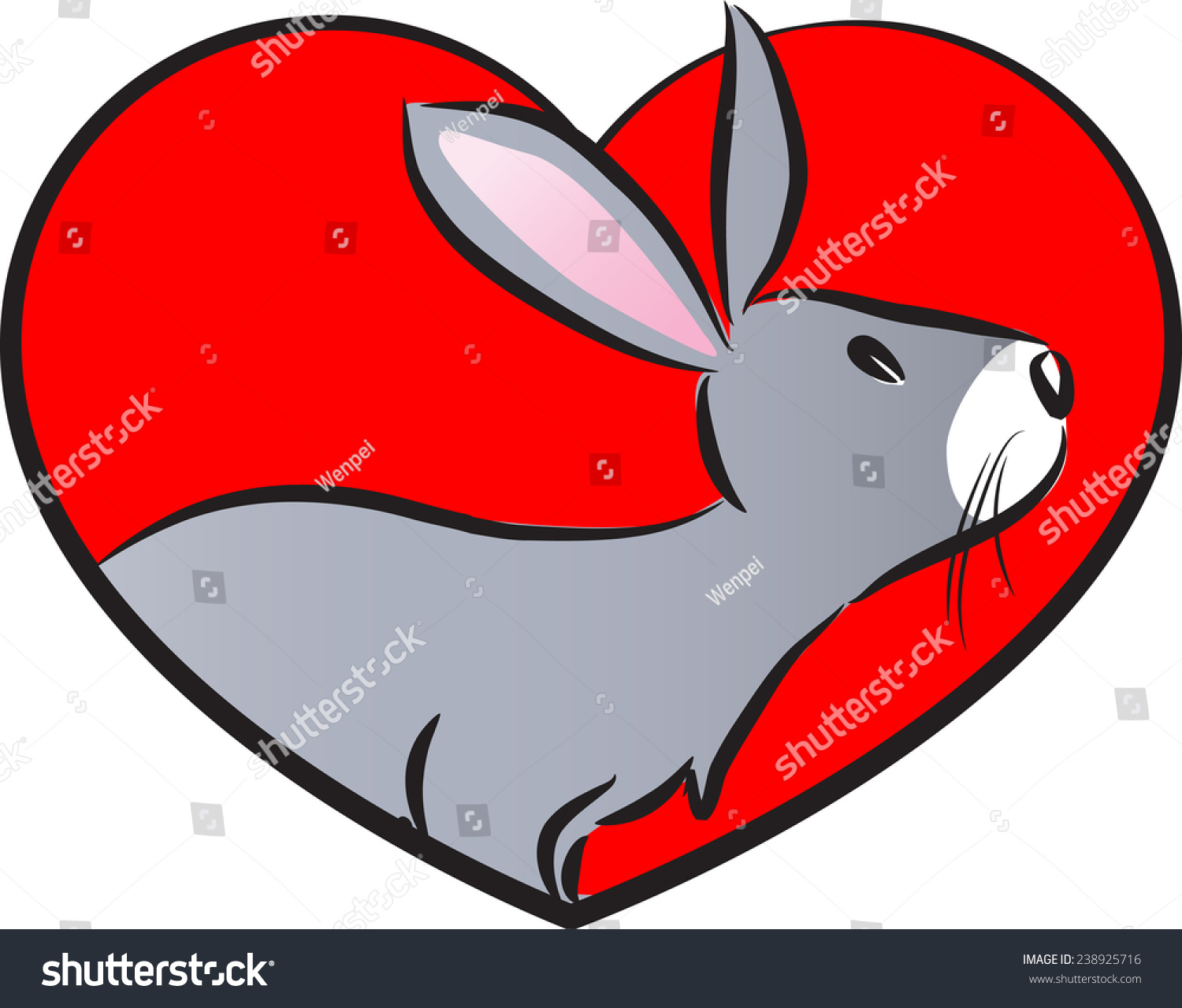 Vector Drawing Rabbit Heart Shape Icon Stock Vector (Royalty Free ...