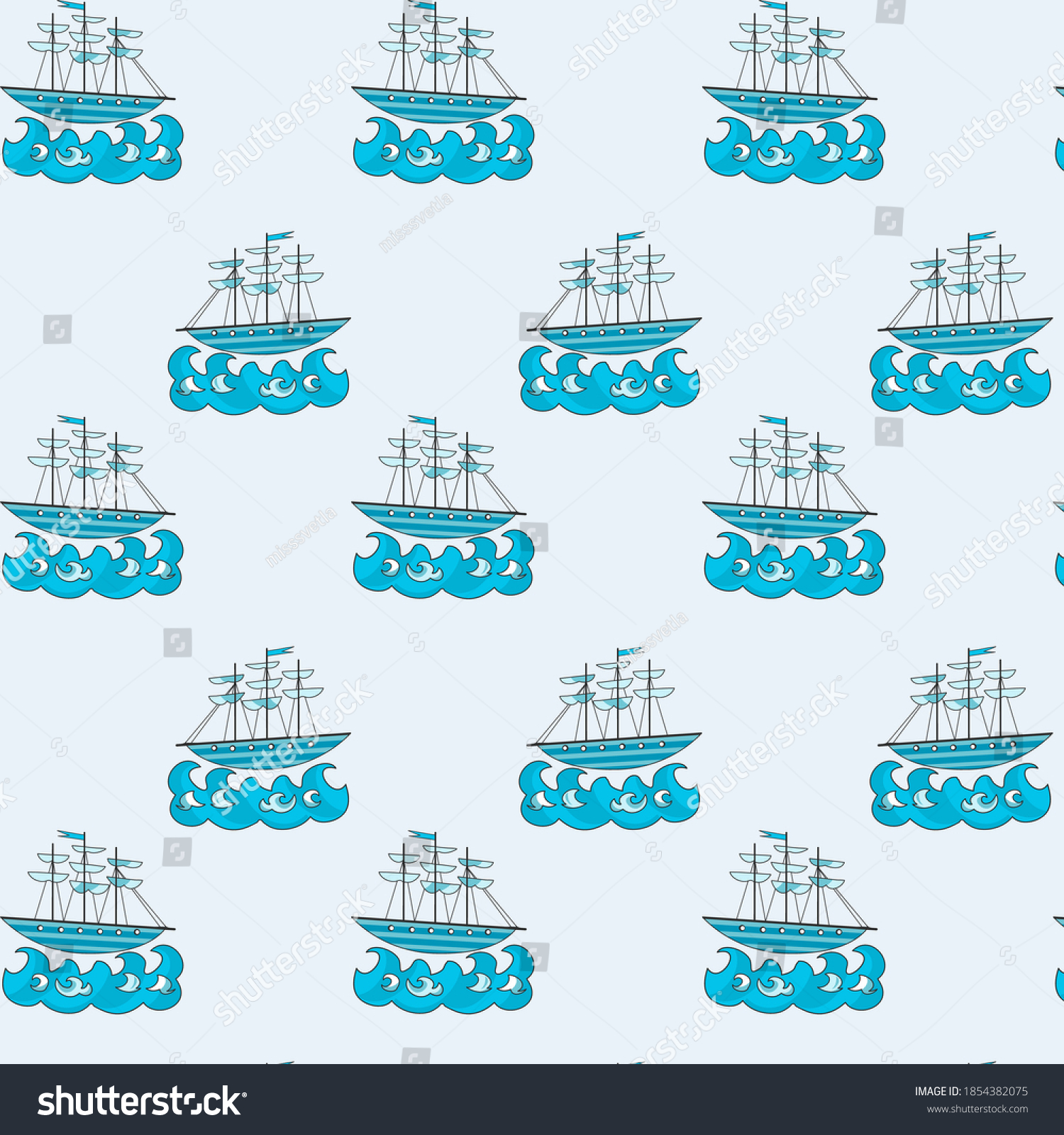 Vector Drawing Sea Waves Ships: เวกเตอร์สต็อก (ปลอดค่าลิขสิทธิ์ ...