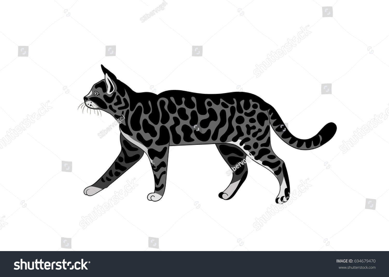 Vector Drawing Spotted Cats Motion Stock Vector (Royalty Free) 694679470