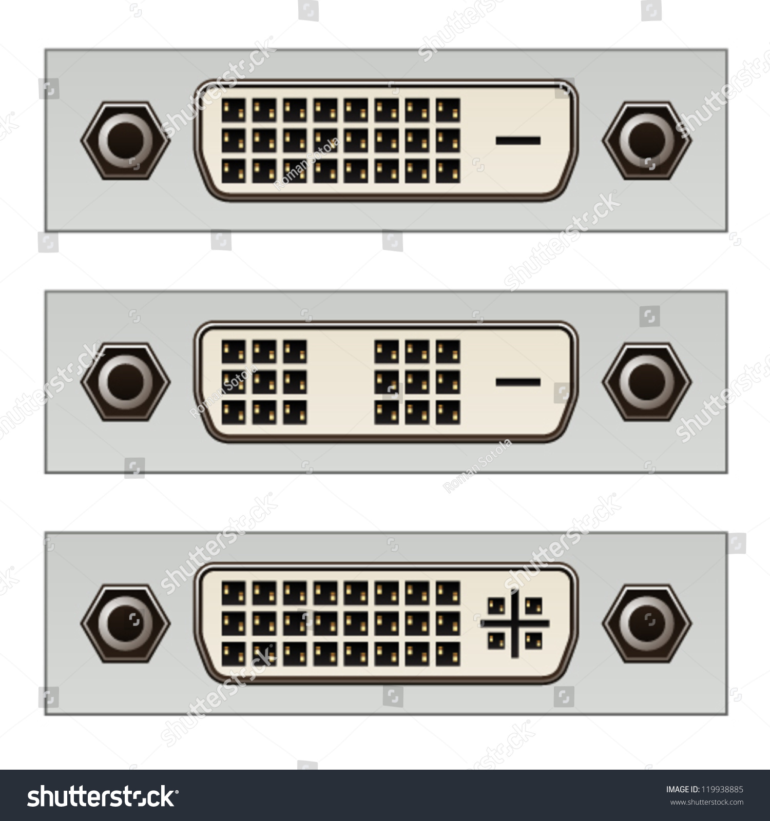Vector Dvi Digital Pc Video Connectors Stock Vector (Royalty Free ...