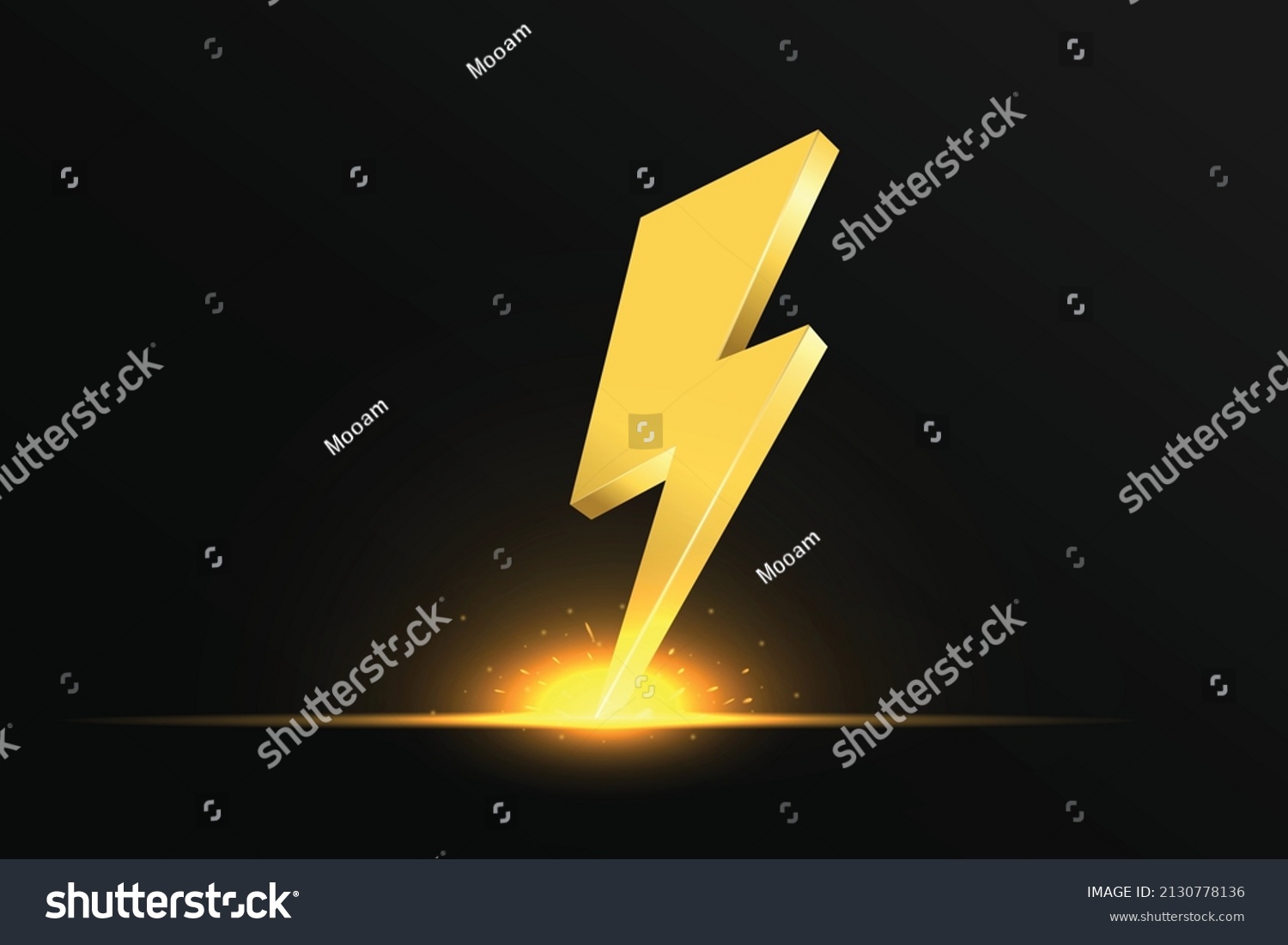 Vector Electric Lightning Golden Thunder Icon Stock Vector (Royalty ...