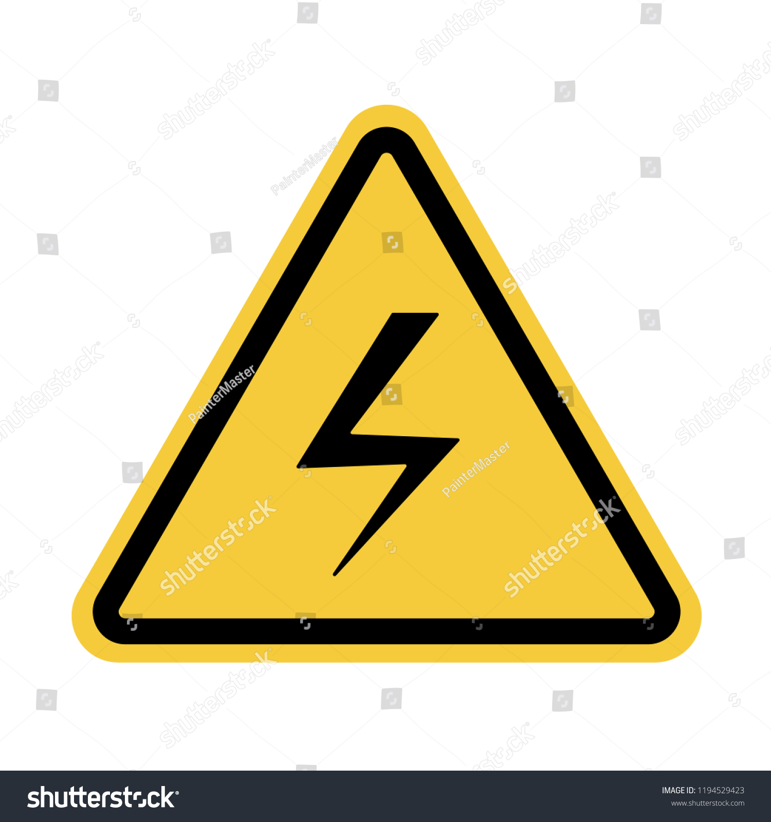 Vector Electricity Warning Sign On White: vector de stock (libre de ...