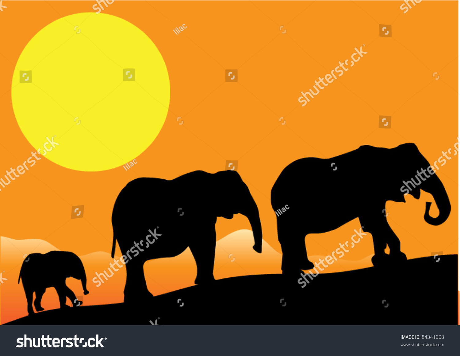 Vector Elephant Family Stock Vector (Royalty Free) 84341008 | Shutterstock