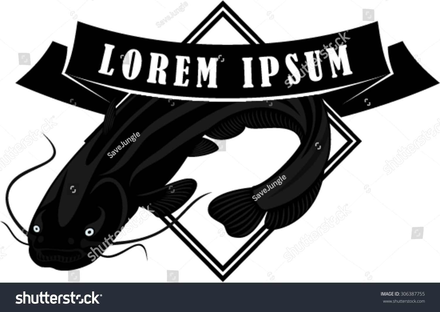 Vector Emblem Big River Catfish Stock Vector (Royalty Free) 306387755