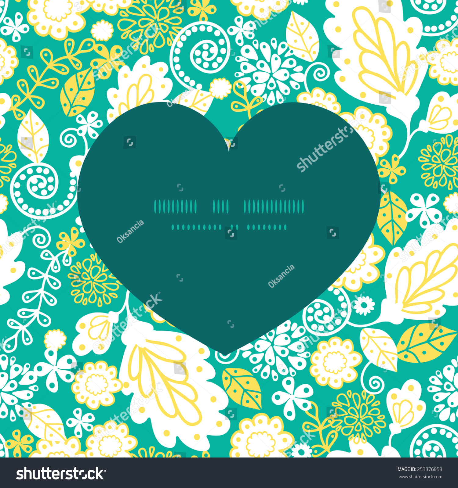 Vector Emerald Flowerals Heart Silhouette Pattern Stock Vector (Royalty ...