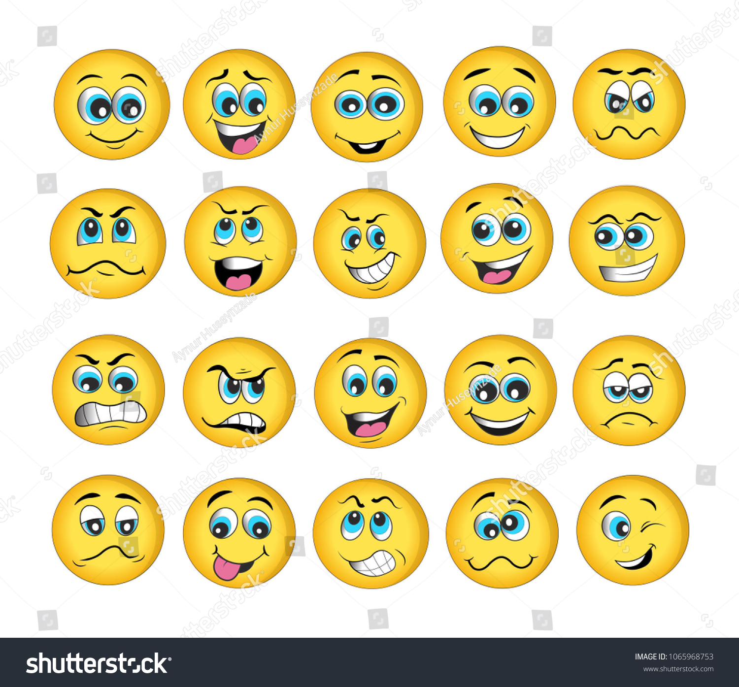 Vector Emoticons Emoji Set Cartoon Face : image vectorielle de stock ...