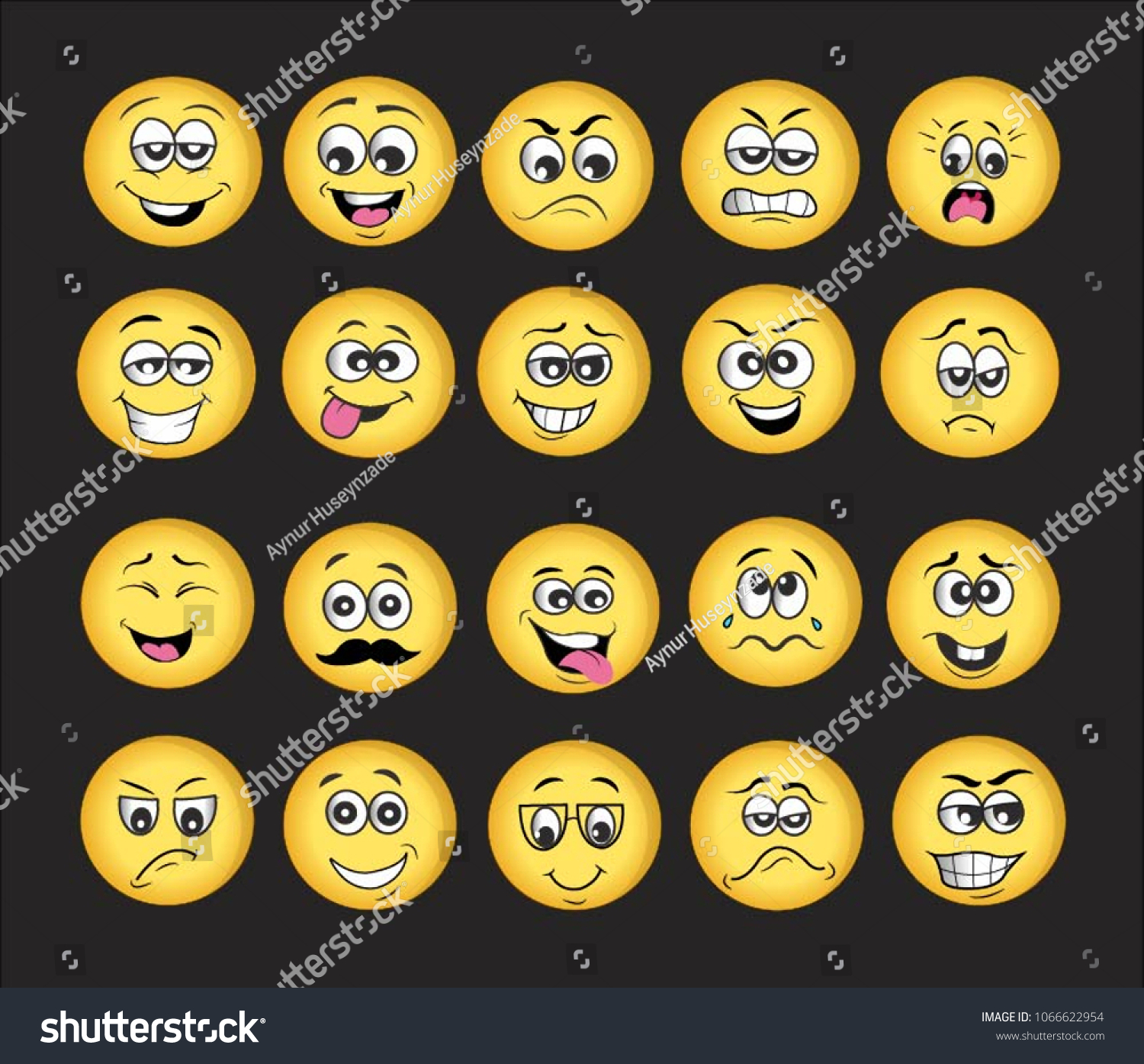 Vector Emoticons Emoji Set Cartoon Face Stock Vector (Royalty Free ...