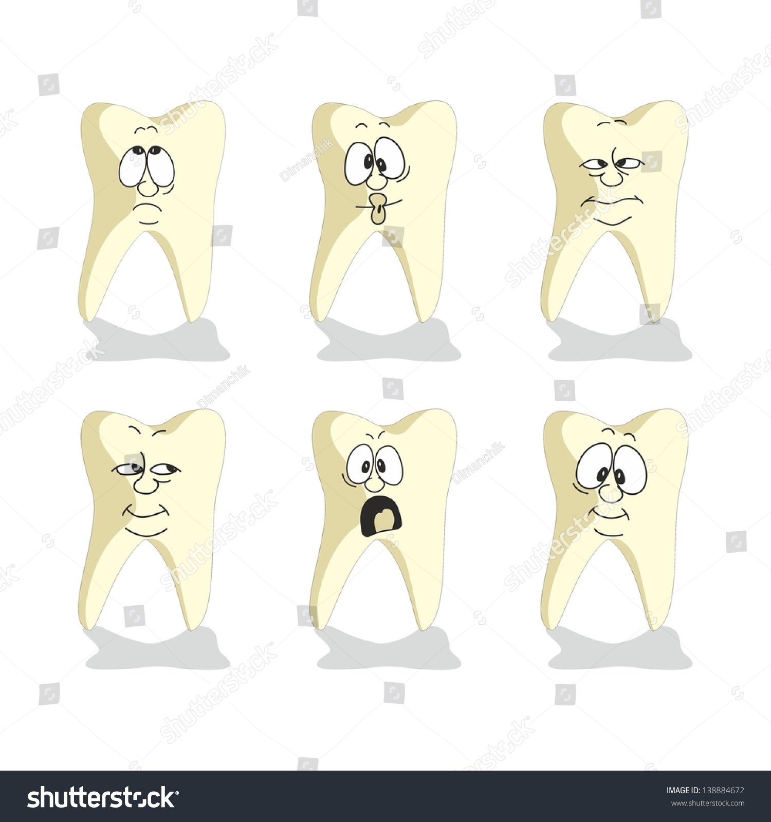 Vector Emotion Tooth Cartoon Set 007 Stock Vector (Royalty Free) 138884672