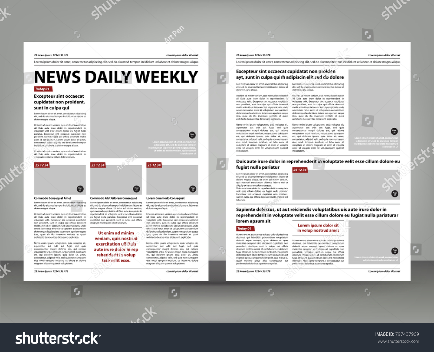 Vektor Stok Vector Empty Newspaper Print Template Design (Tanpa Royalti ...