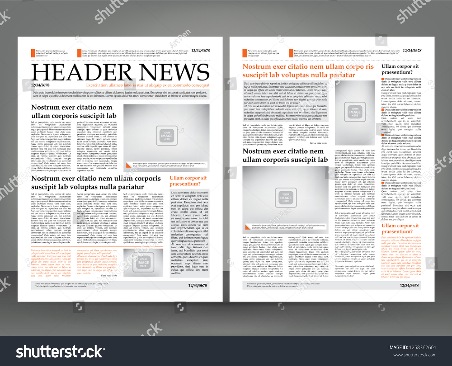 Vector Empty Newspaper Print Template Design Stock Vector (Royalty Free ...