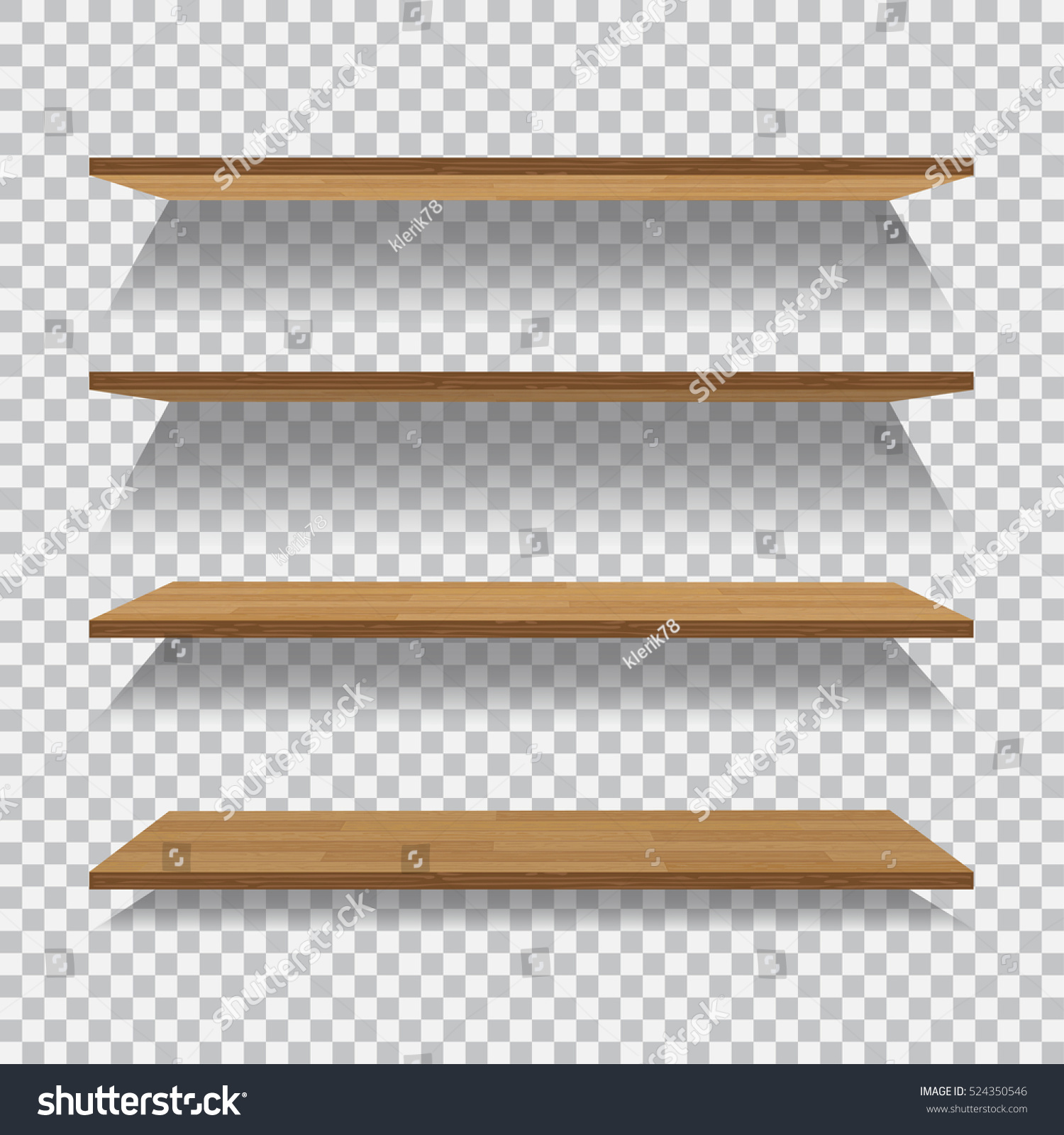 Vector Empty Wooden Shelf Isolated On Stock Vector (Royalty Free) 524350546