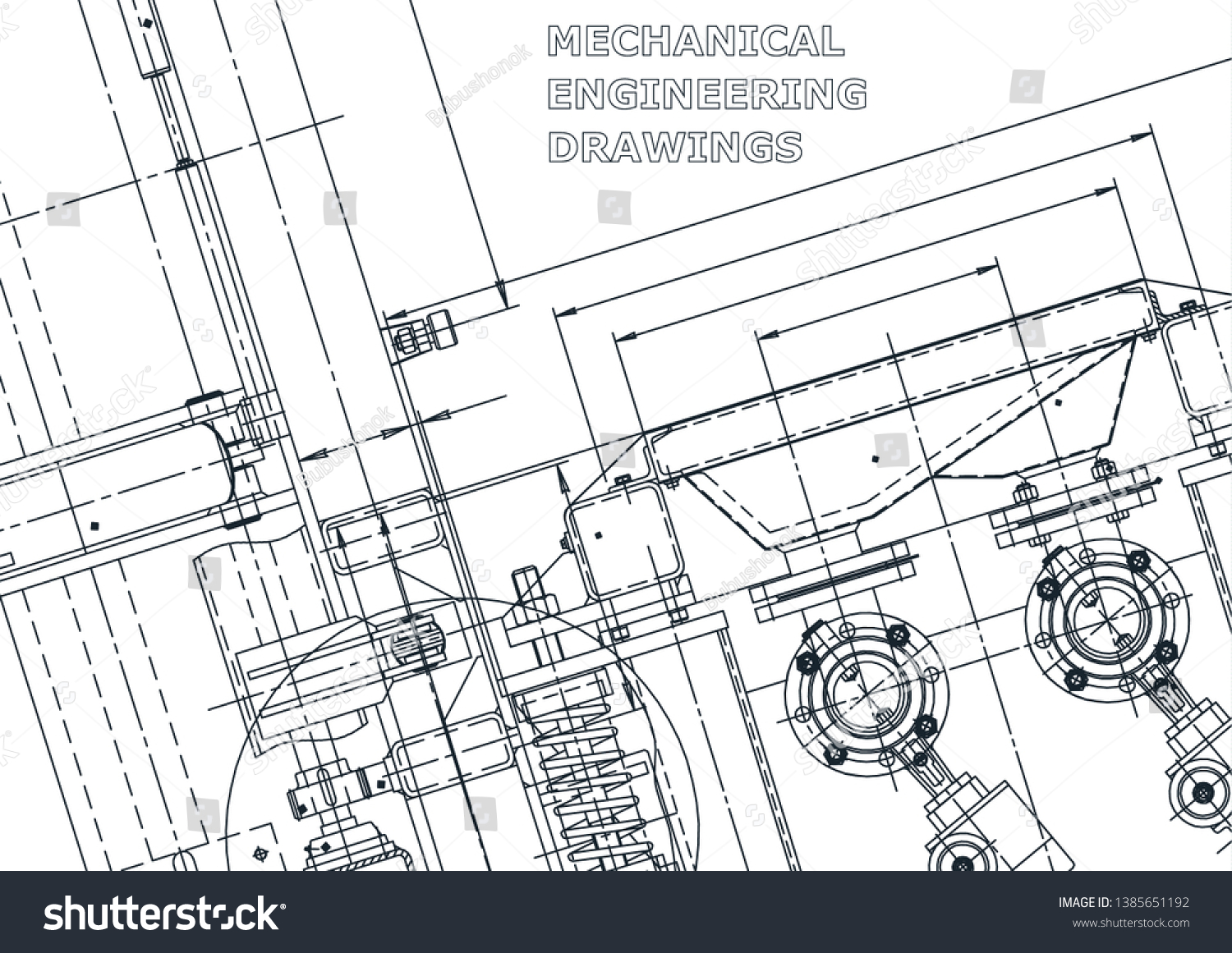 Vector Engineering Drawings Mechanical Instrument Making Stock Vector ...