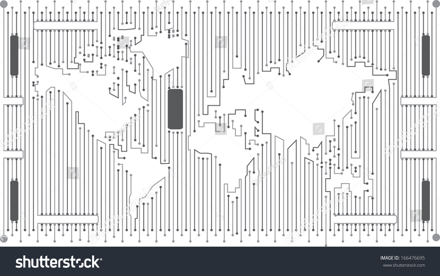 Vector Eps 10 Digital World Map Stock Vector (Royalty Free) 166476695 ...