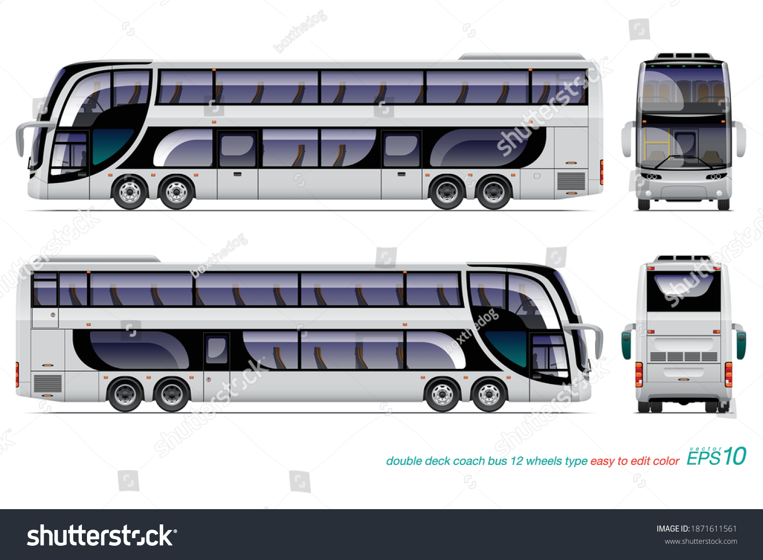 Vector Eps10 Double Deck Coach Bus Stock Vector (Royalty Free) 1871611561
