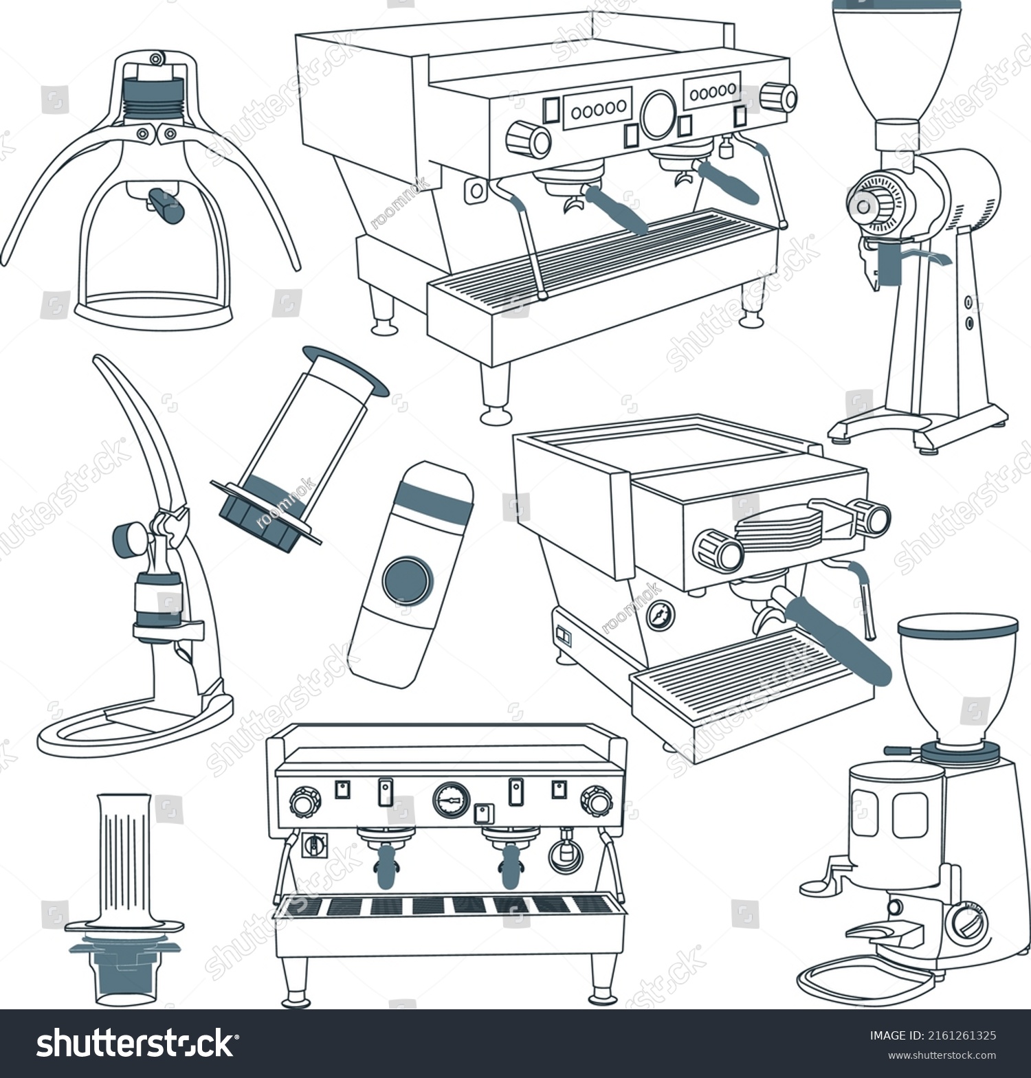 Vector Espresso Machine Line Illustration Stock Vector (Royalty Free ...