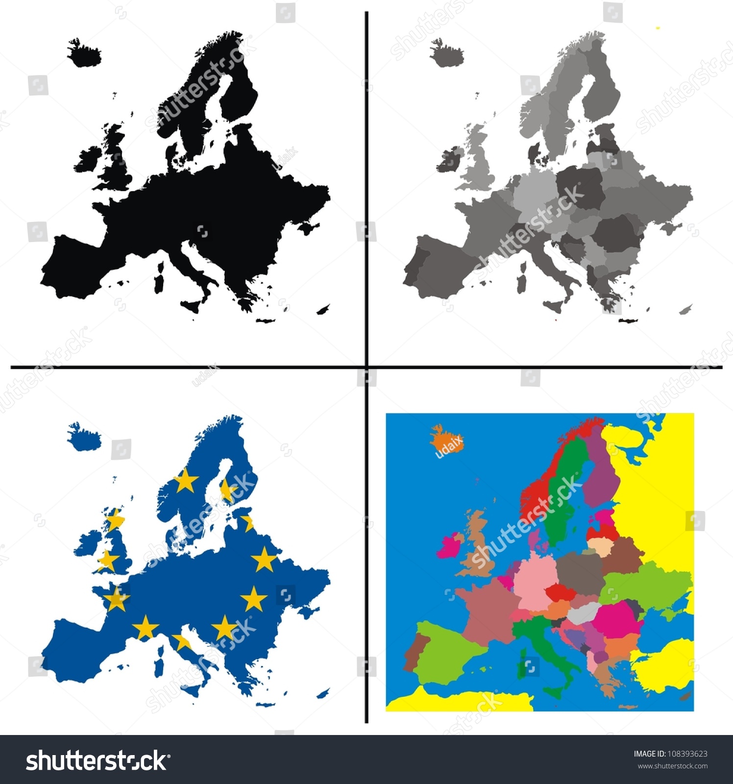 Vector Europe Maps Collection Stock Vector (Royalty Free) 108393623
