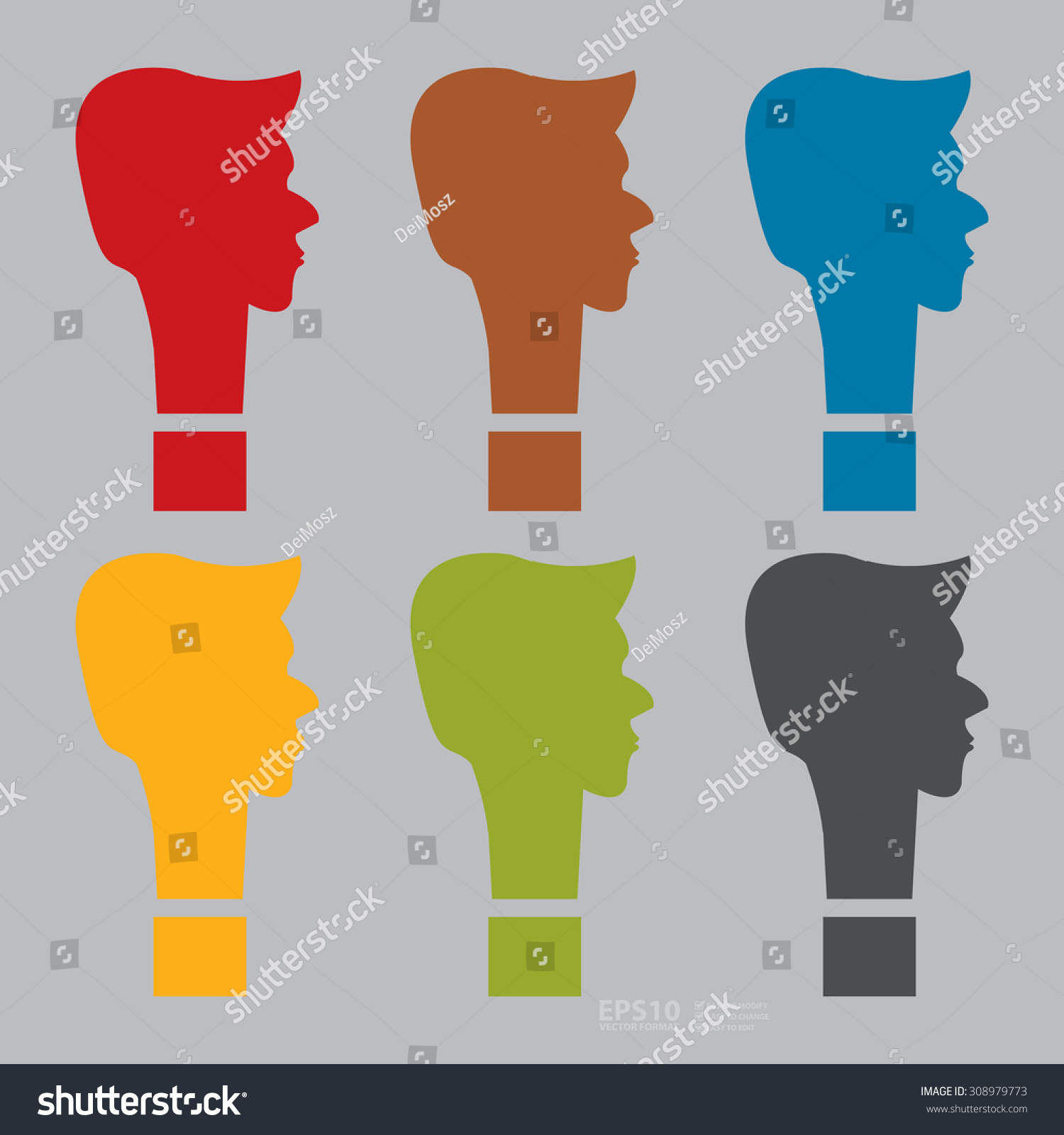 Vector Exclamation Mark Head Infographics Flat Stock Vector (Royalty ...