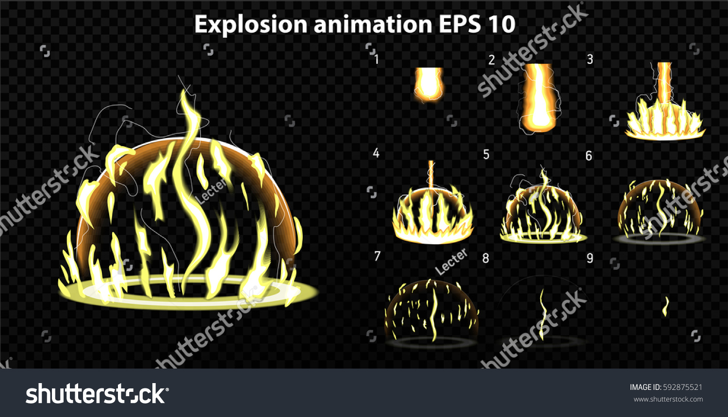 Vektor Stok Vector Explode Explode Effect Animation Smoke (Tanpa Royalti) 592875521 | Shutterstock