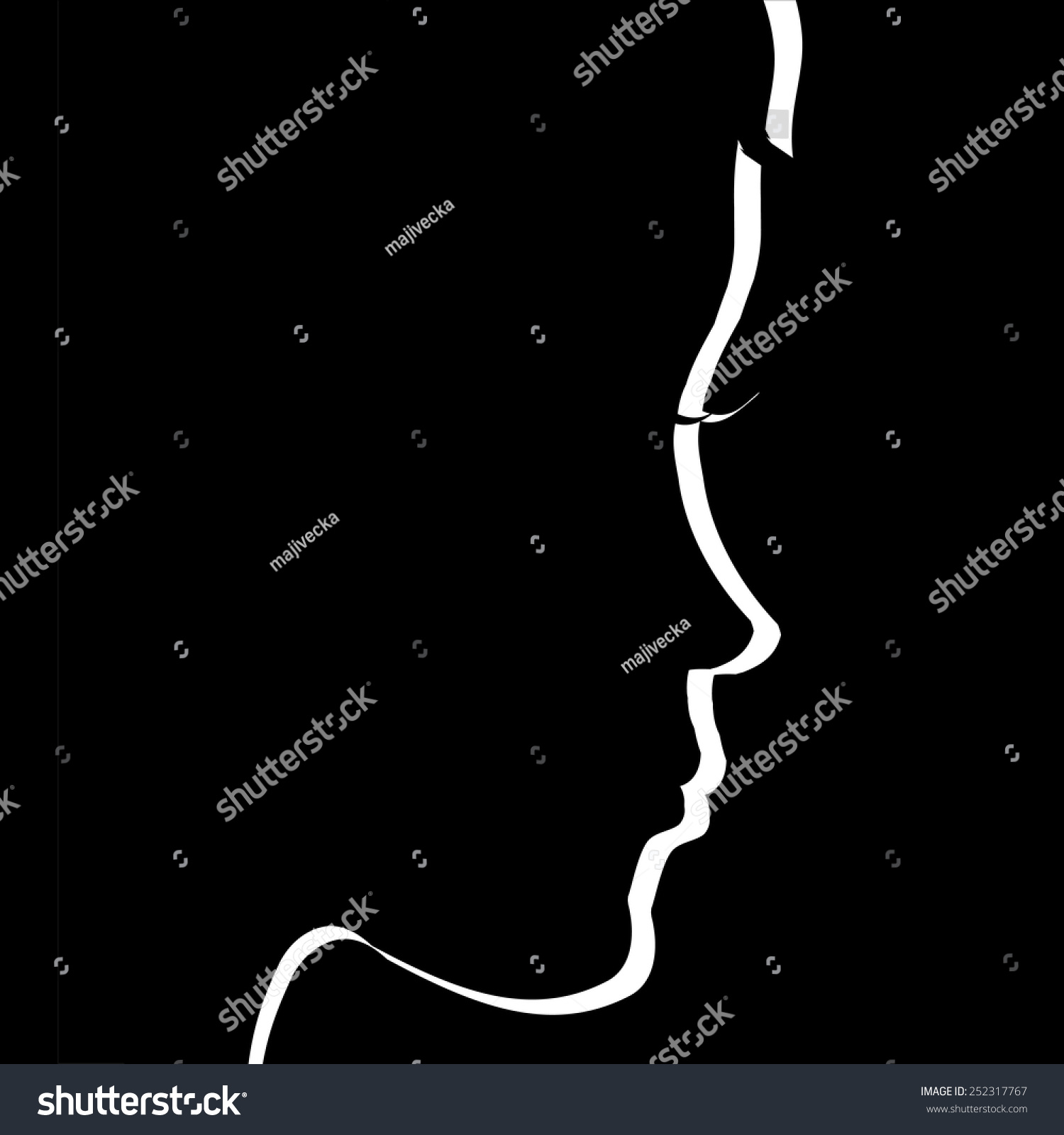 Vector Face Profile On Black Background: เวกเตอร์สต็อก (ปลอดค่า ...