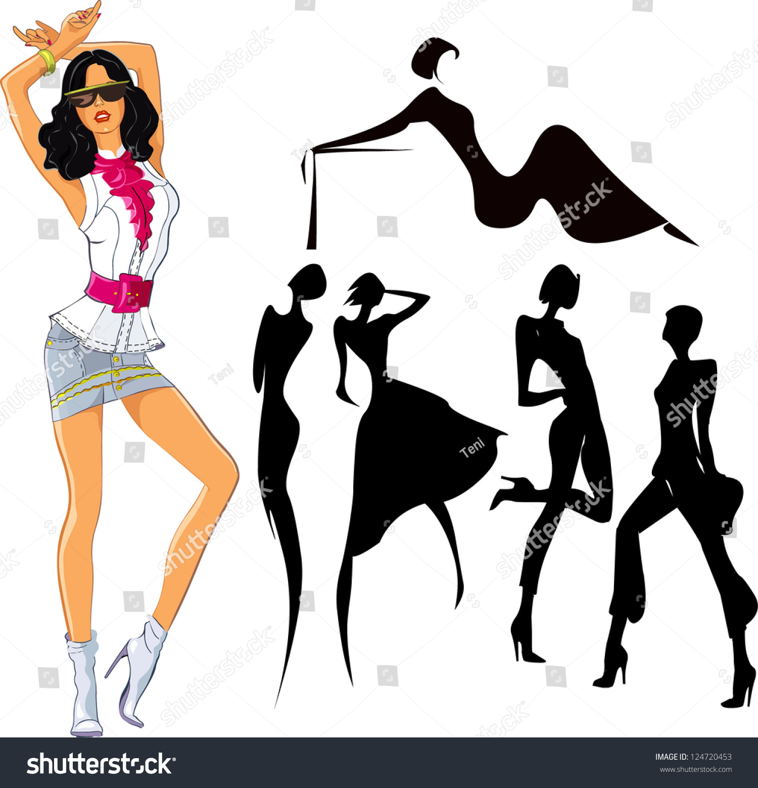 Vector Fashion Model Stock Vector 124720453 - Shutterstock