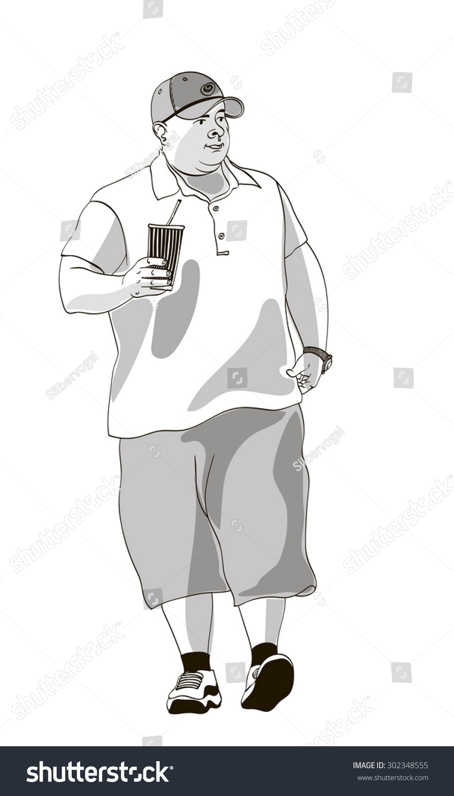Vector Fat Man Summer Clothes Stock Vector (Royalty Free) 302348555